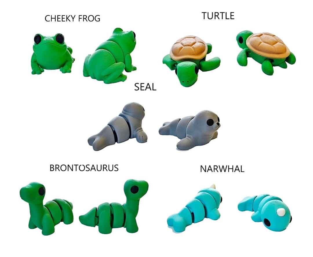 Unique Baby Animal Fidget Toy Set Mini Gift Idea Articulated 3D Print ...