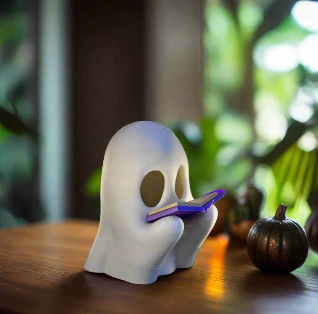 3D Printed Reading Ghost Tea Light — Glow in the Dark Book Halloween ...