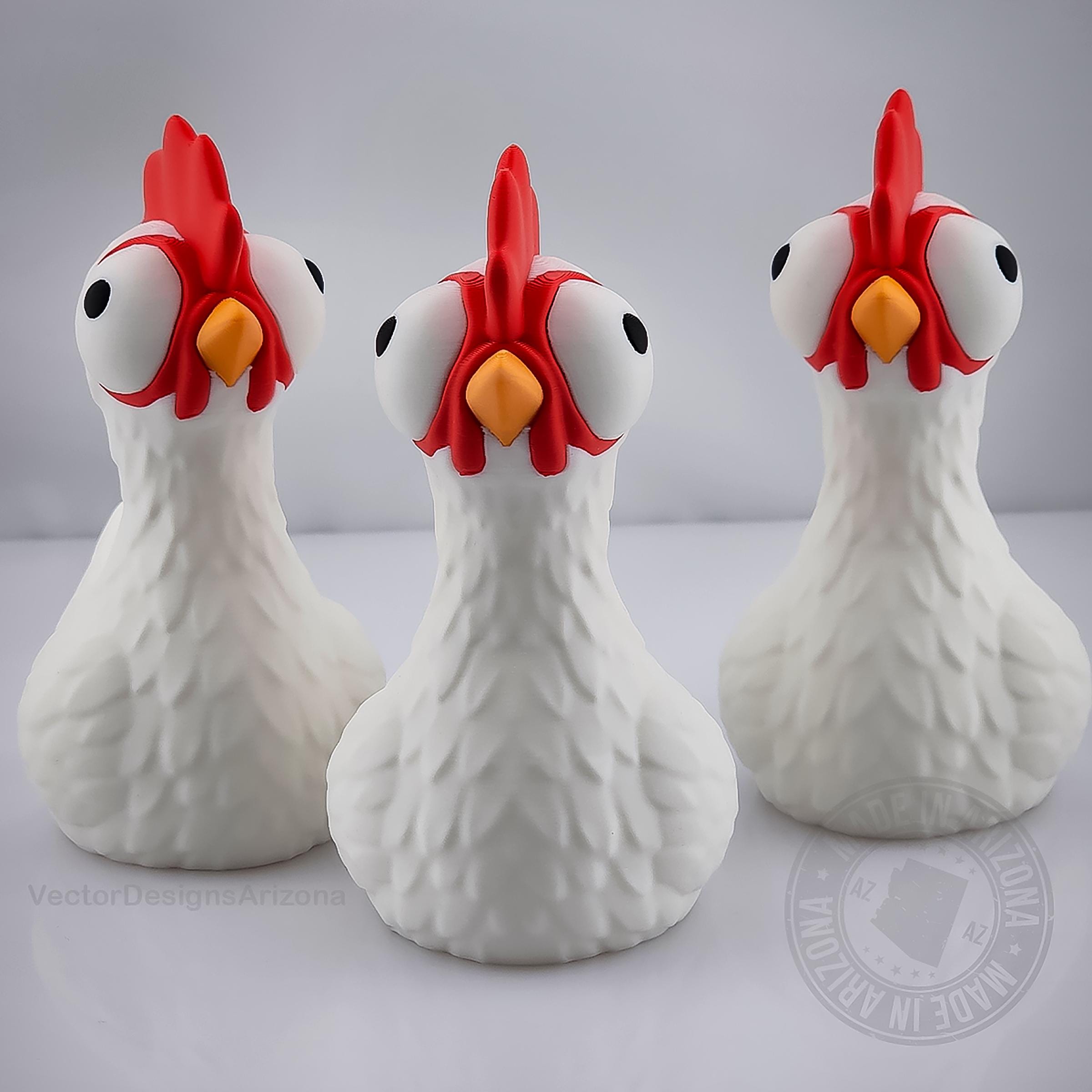 Goofy Chicken Figurine — 3D Printed Funny Chicken Desk Decor, Farmhouse ...