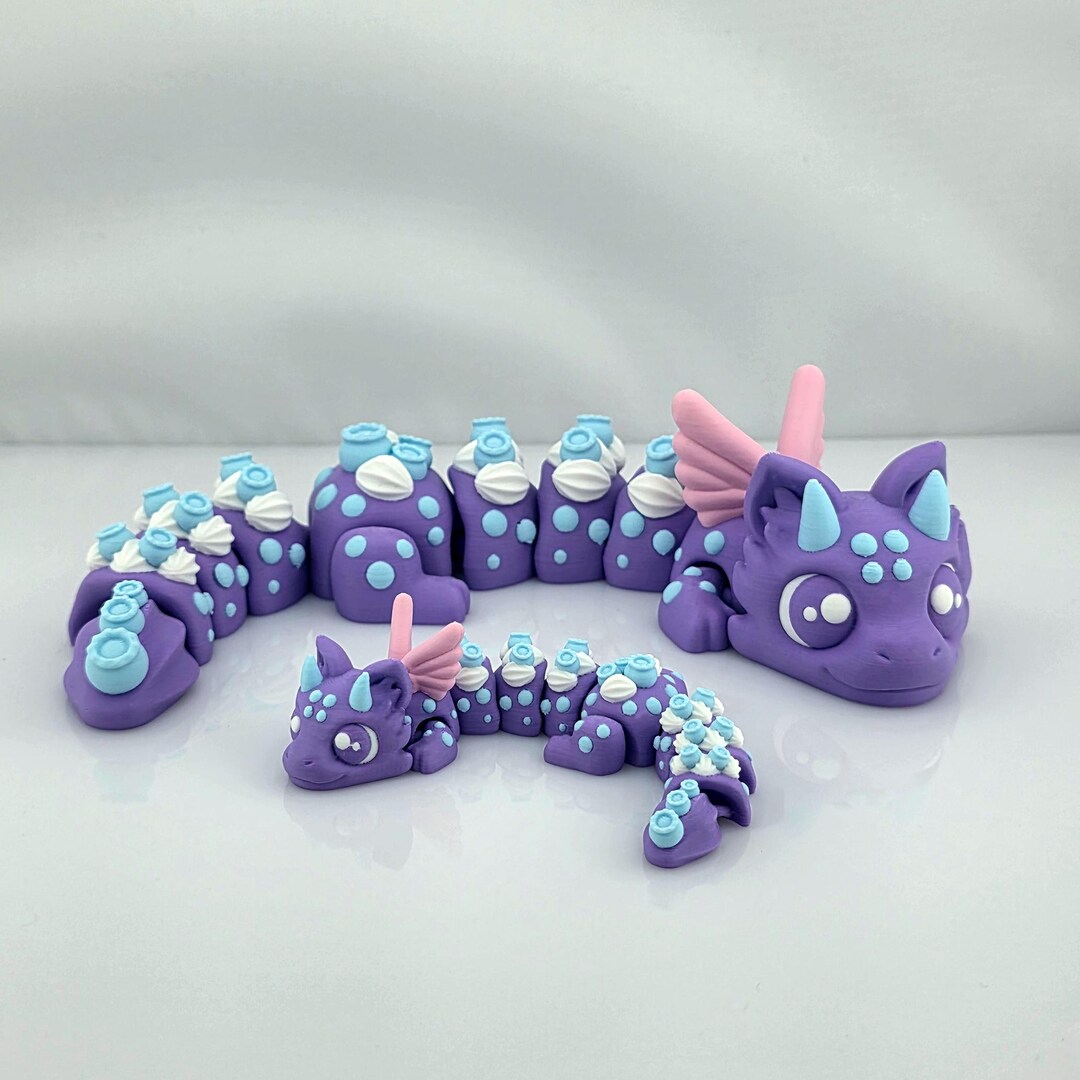 Articulated Blueberry Cake Dragon Toy – Fidget Desk ADHD Boredom Relief ...