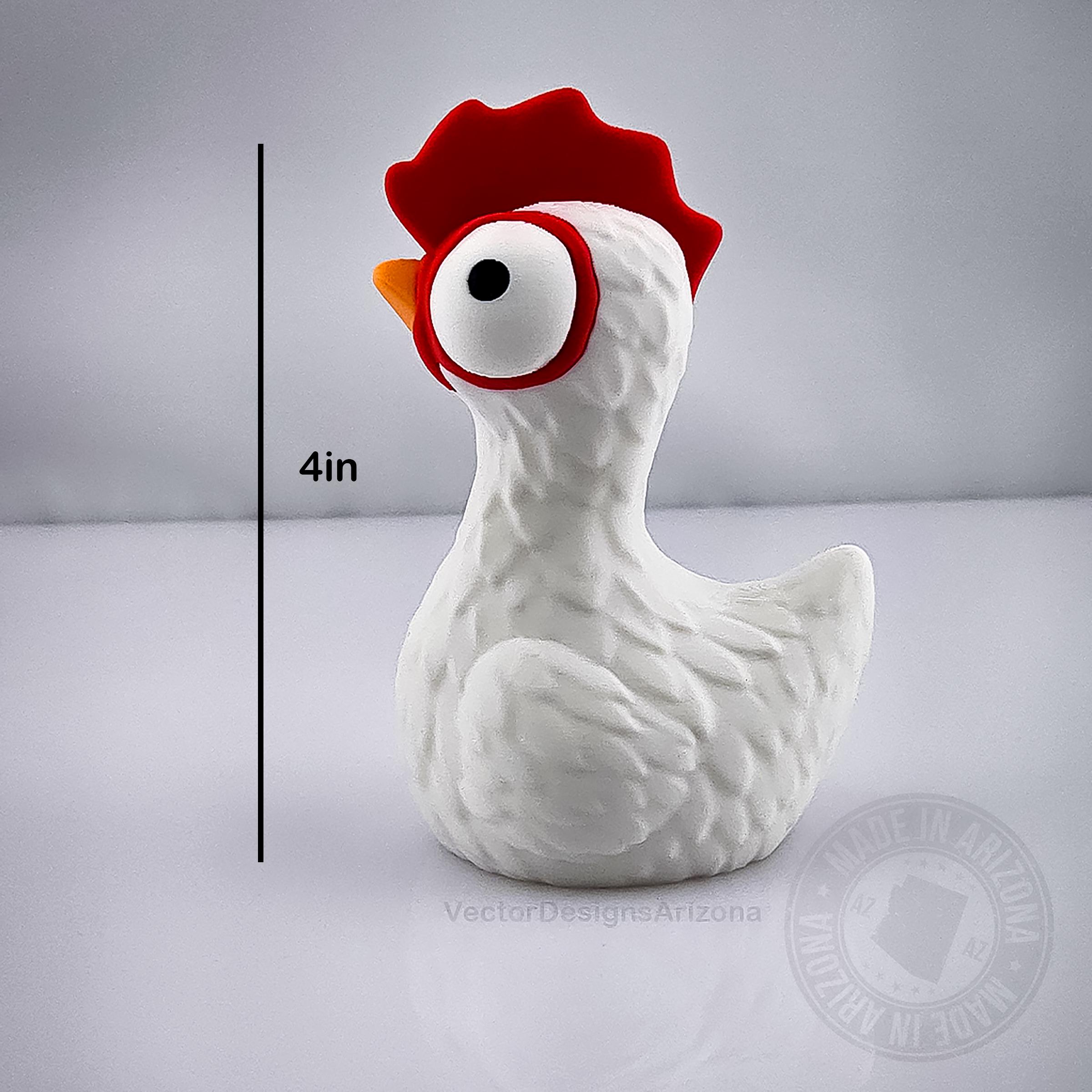 Goofy Chicken Figurine – 3D Printed Handmade Farmhouse Décor, Funny ...