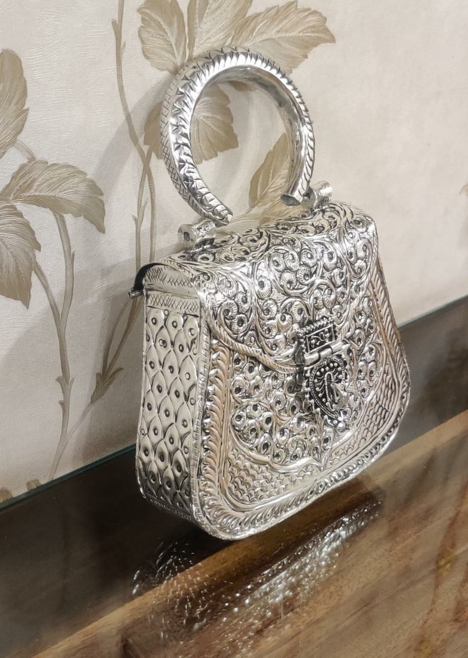 Hand Carved German Silver Purse Women Handbag Party Wear - Etsy