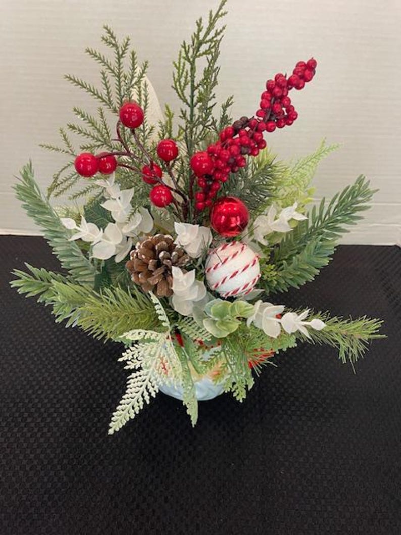 Christmas Floral Arrangement in Santa Mug - Etsy