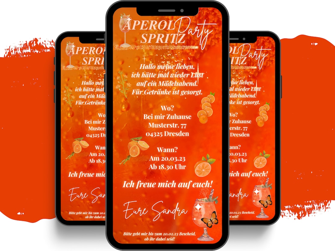 ECARD Aperol Spritz Party Einladung | Digitale Whatsapp Feier ...