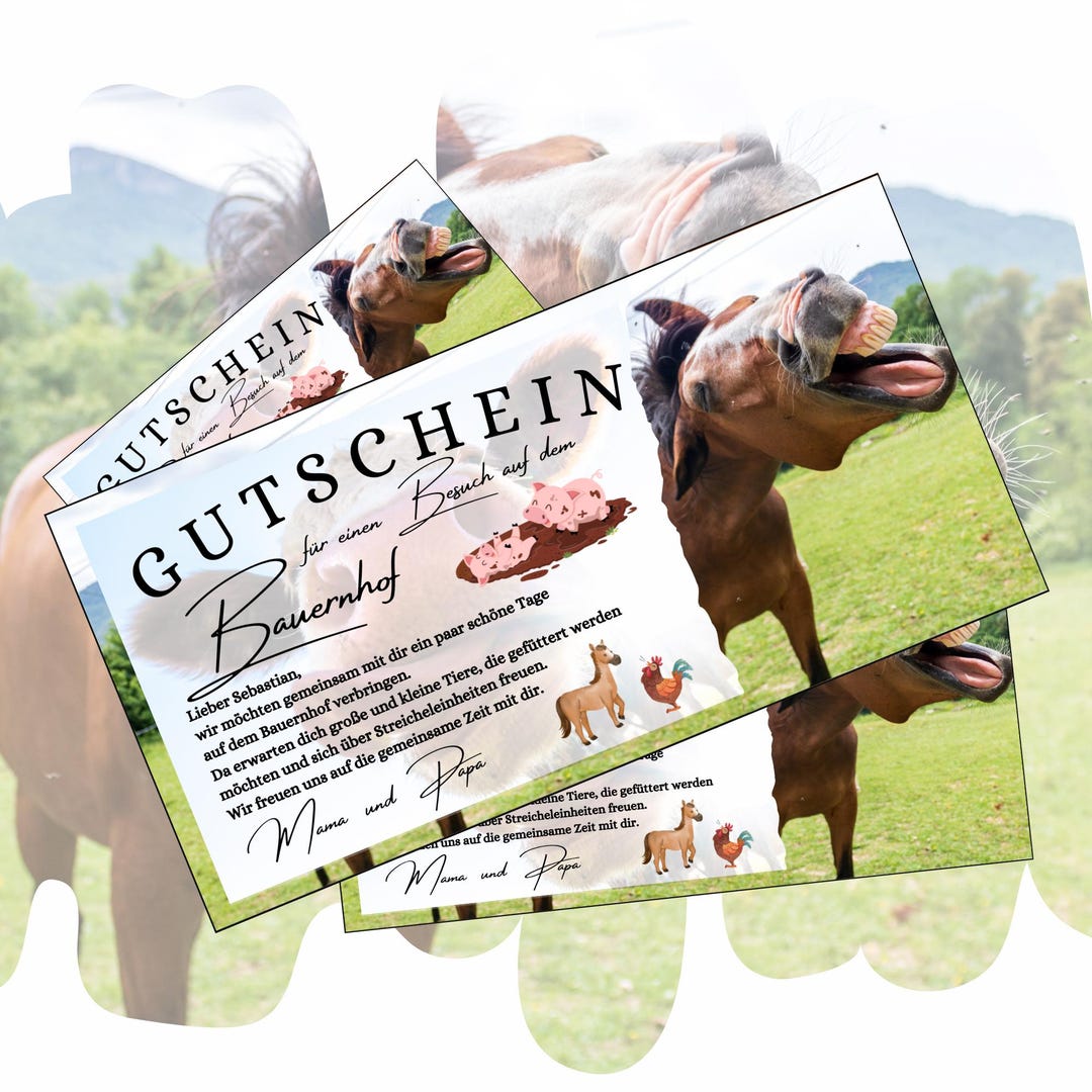Farm Holiday Voucher | Printable Template | Birthday Gift Idea | Farm ...
