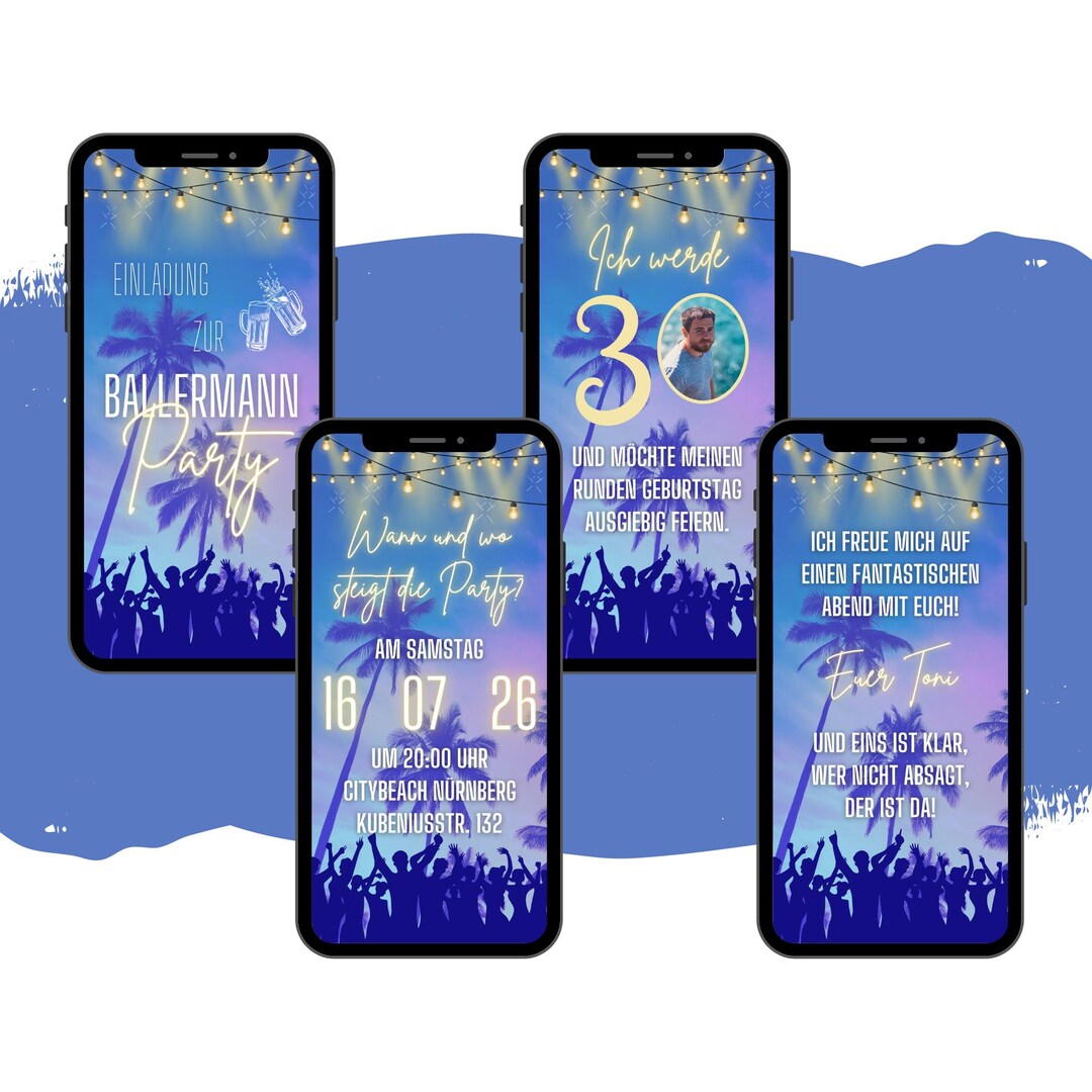 Ecard Ballermann Party Invitation Digital Whatsapp Invitation Card ...