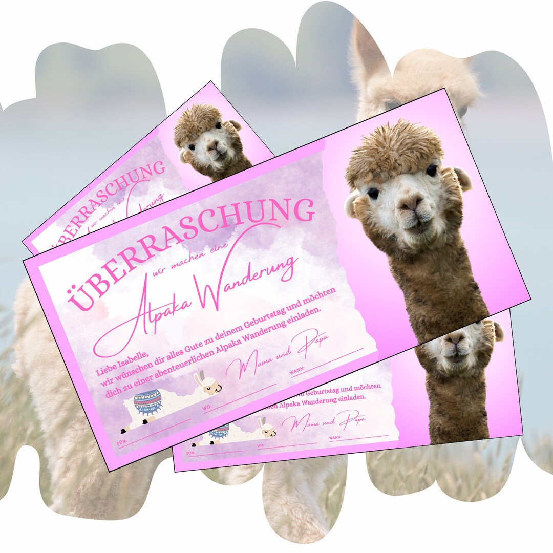 Voucher for an Alpaca Hike Template to Print Birthday Gift Idea Alpaca ...