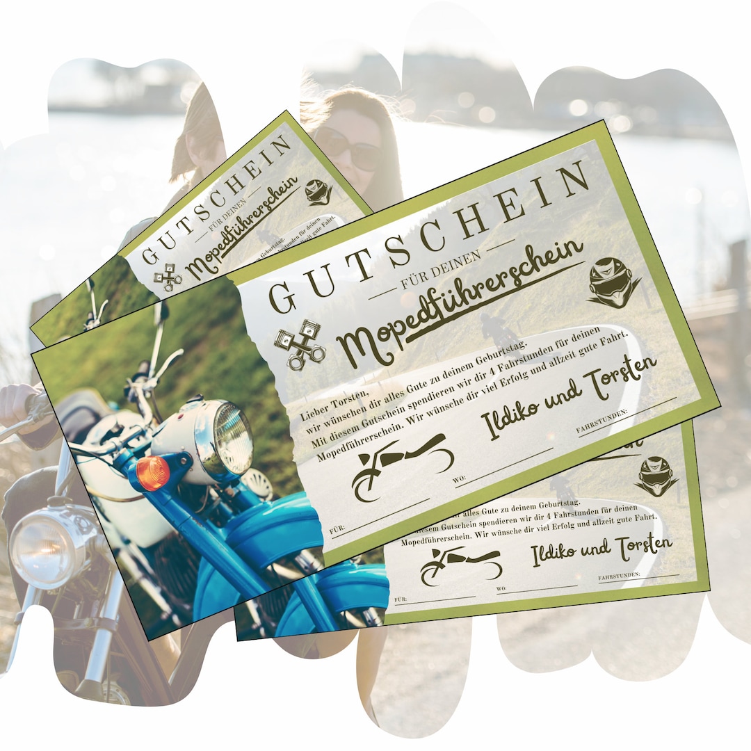 Voucher for a Moped Driving License Motorcycle Template to Print Out ...