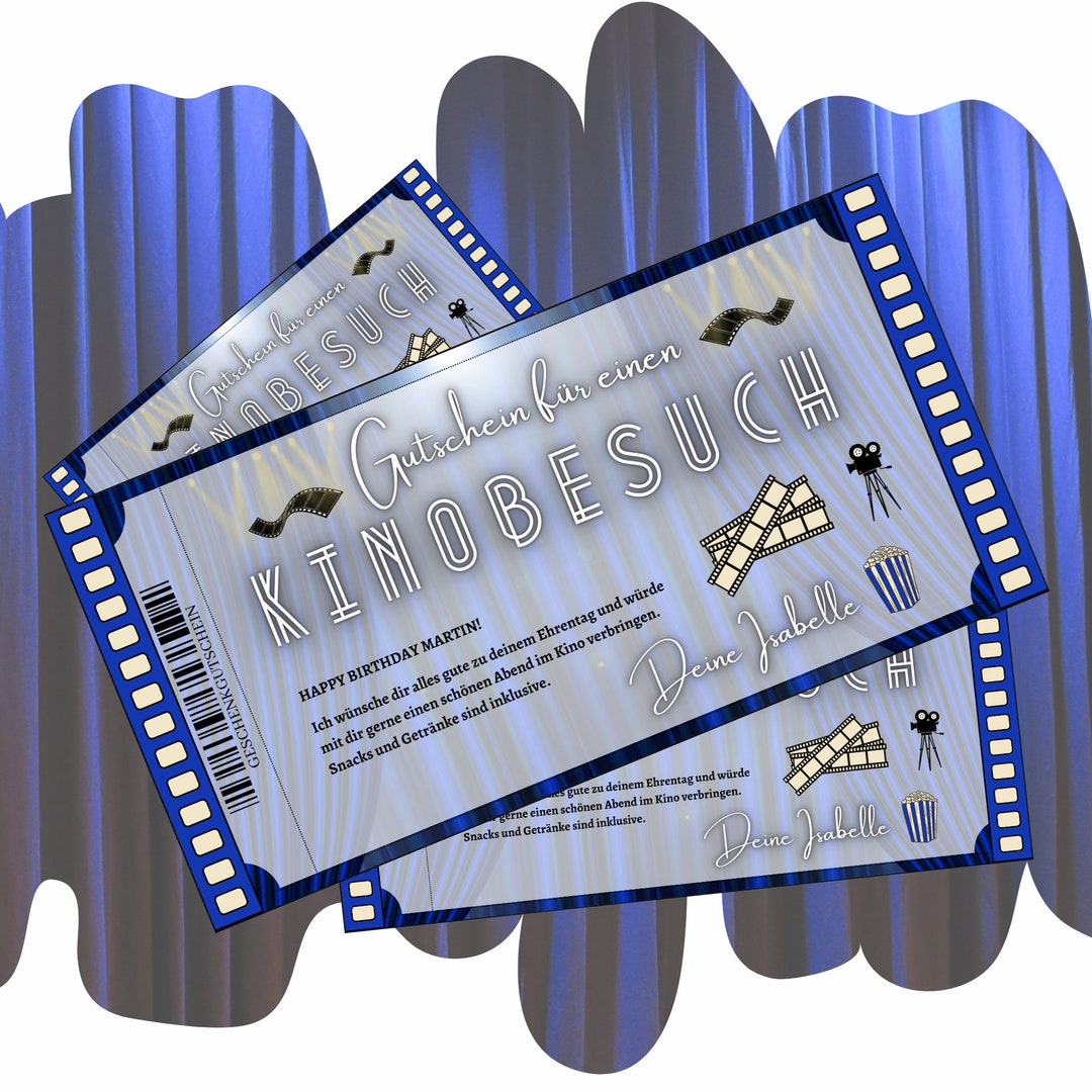 Voucher for a Cinema Visit | Gift Voucher Cinema Ticket Birthday ...