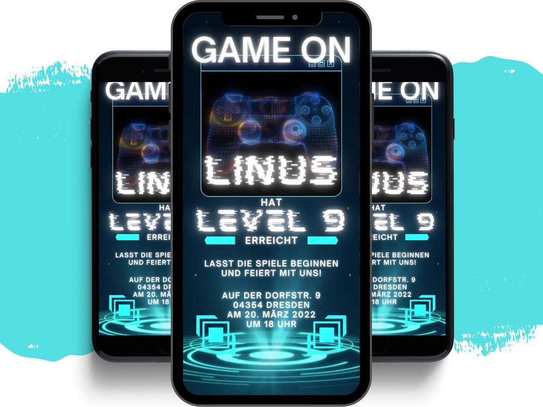 Ecard Gaming Party Invitation | Digital Whatsapp, Instagram, Facebook ...
