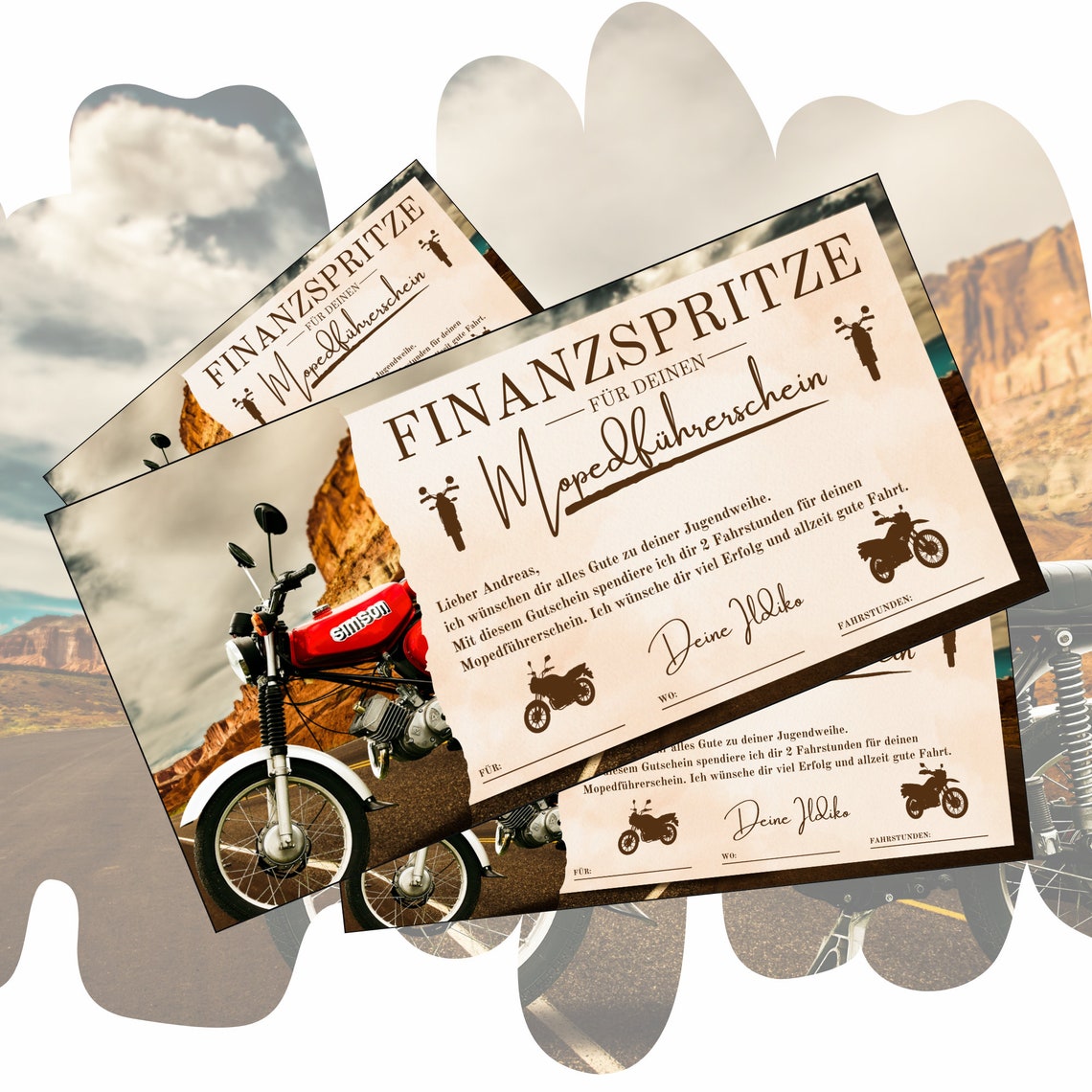 Gift Certificate for a Moped License | Printable Motorcycle Template ...