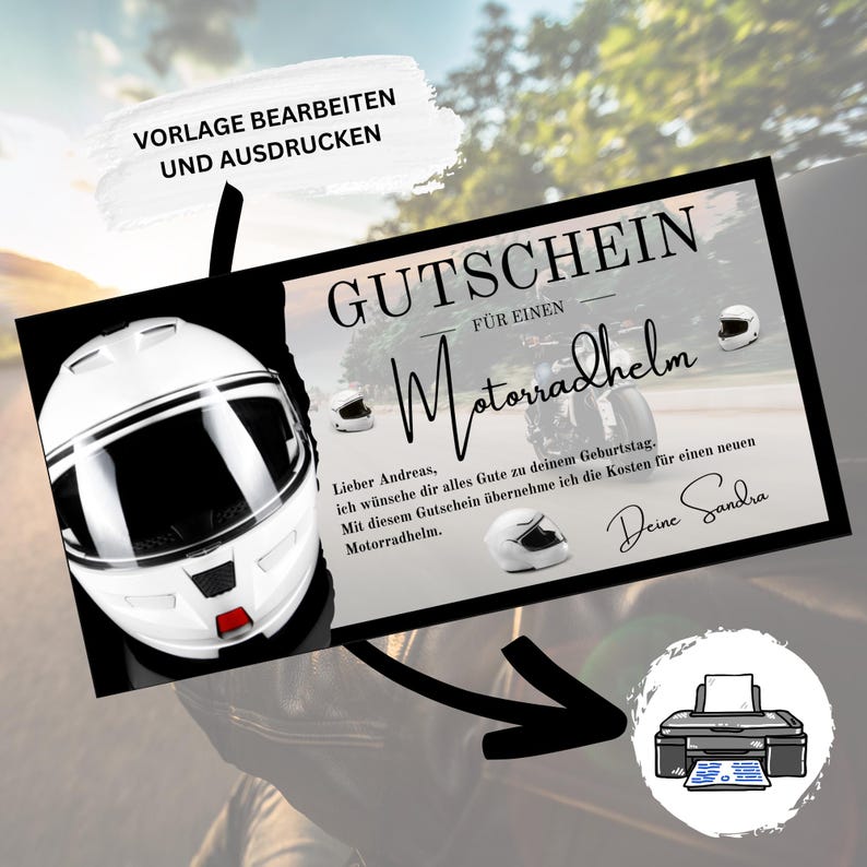 Motorradhelm Als Gutschein Vorlagen Muster Gutscheinideen
