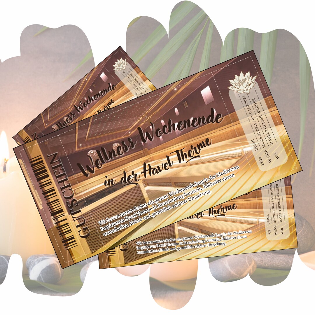 Voucher for a Wellness Spa Weekend Gift Voucher Short Break Birthday ...