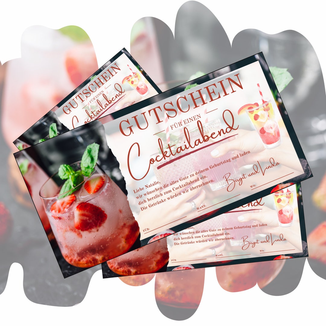 Voucher for a Cocktail Evening Cocktail Template to Print Out Birthday ...