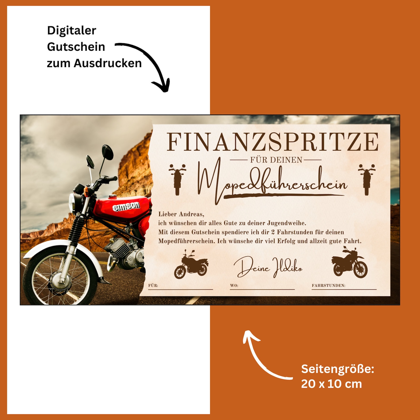 Gift Certificate for a Moped License | Printable Motorcycle Template ...