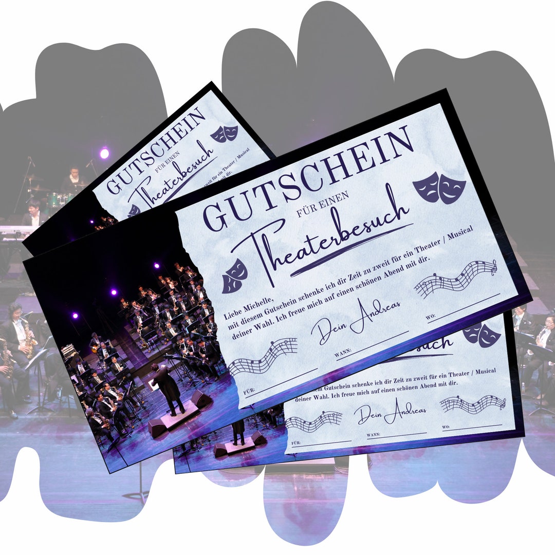 Voucher for a Theater Visit to Print Out Theater Gift Voucher Birthday ...