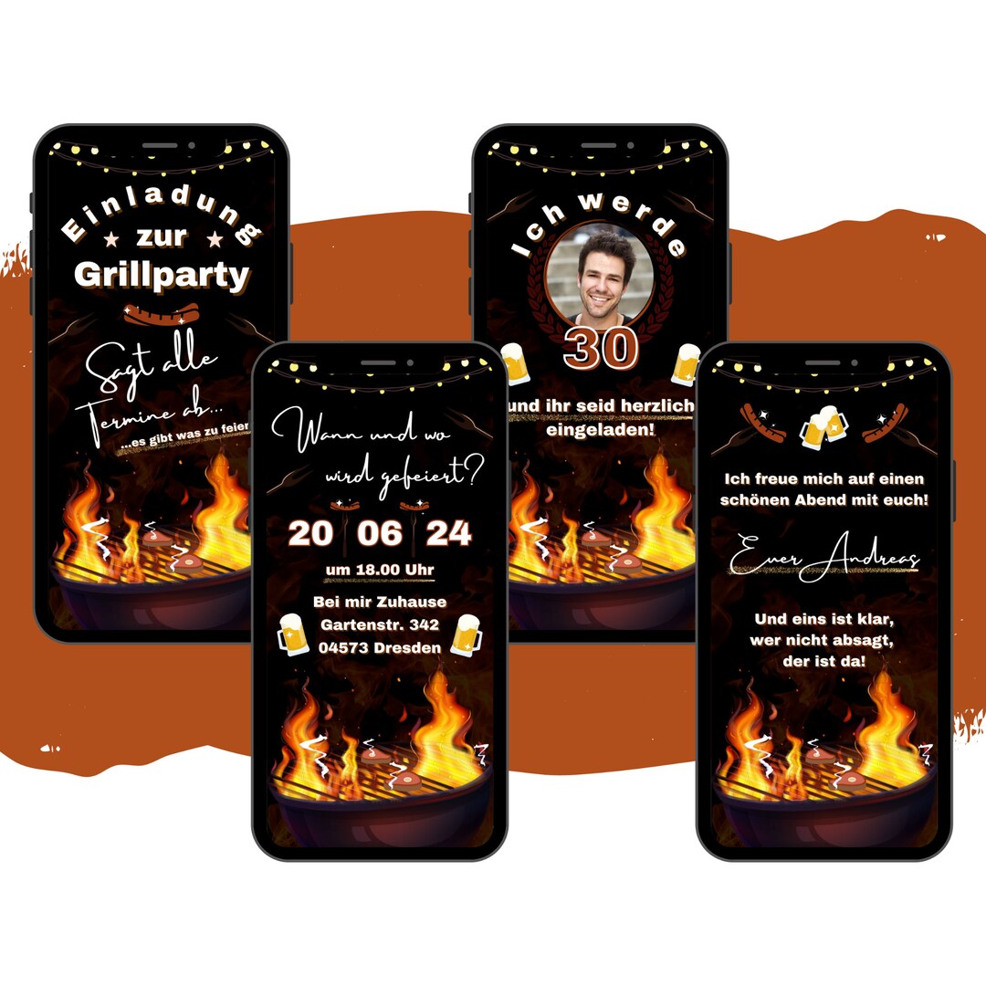 Ecard Invitation Garden Party Barbecue Birthday | Digital Whatsapp ...