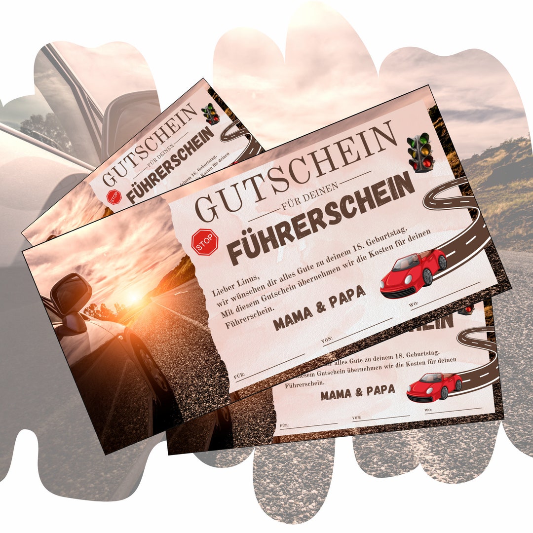 Printable Driver's License Voucher | Car Gift Voucher for Birthdays ...