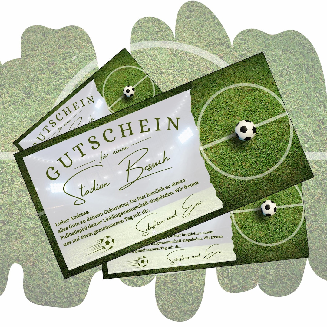 Voucher for a Stadium Visit to Print Out Gift Idea Football Game ...