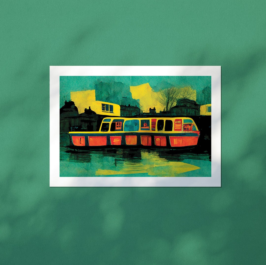 Regent's Canal Boat Art Print, London Expressionist Giclee - Etsy
