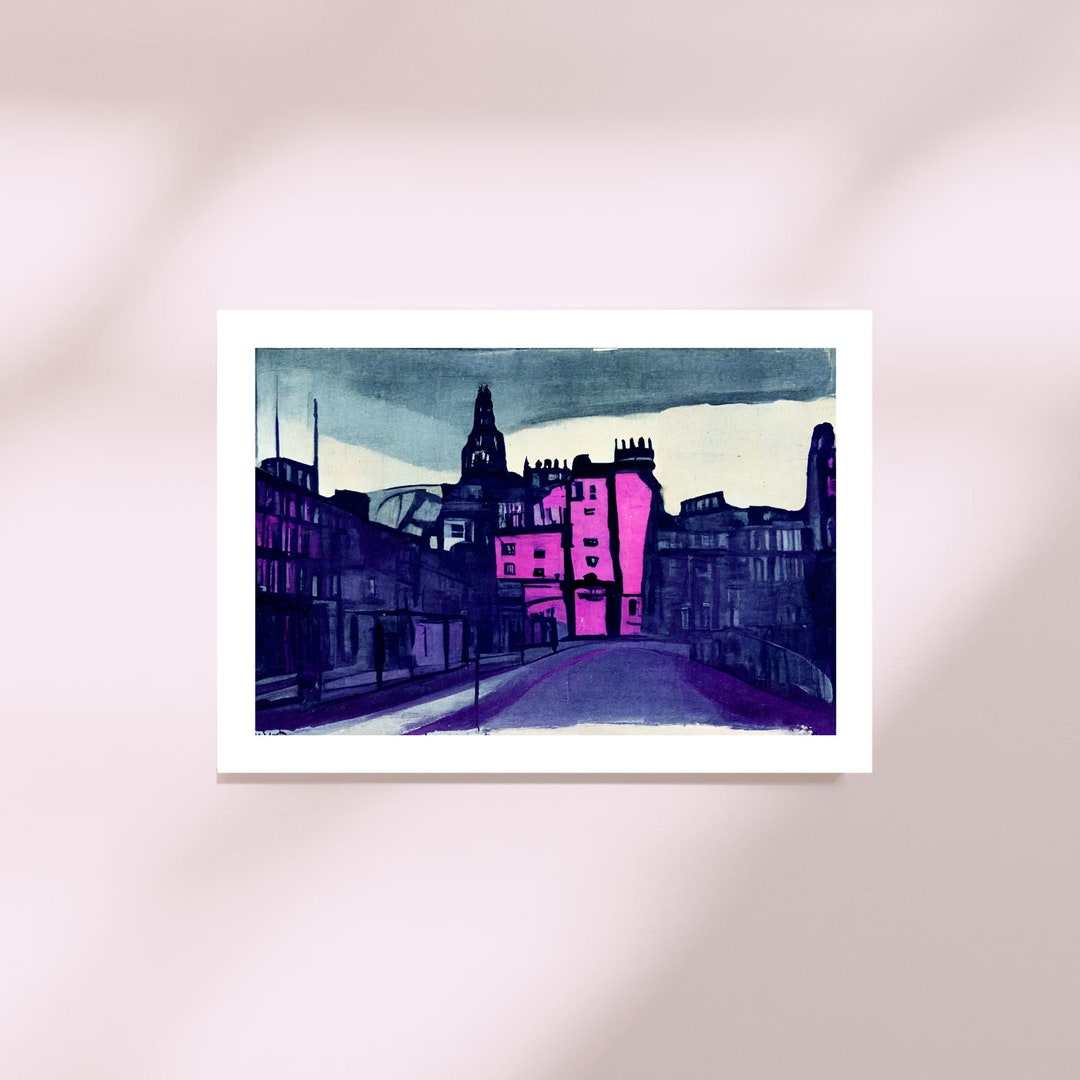 Midnight Royal Mile , Abstract Giclee Cityscape Art Print, Hand Signed ...
