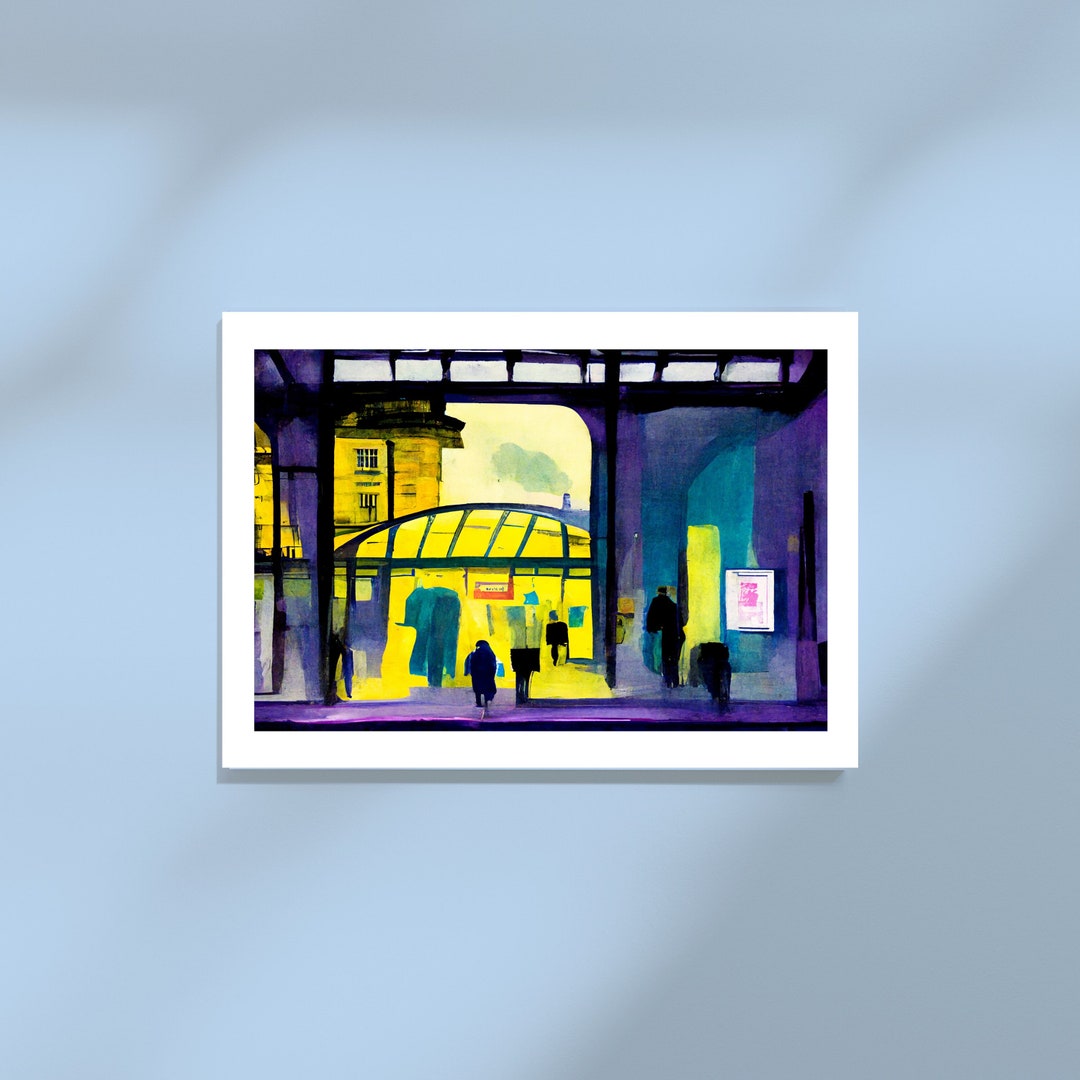 Midnight Edinburgh Waverley Station Scotland - Original Illustration ...