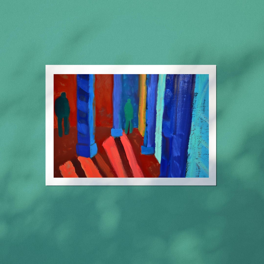 Southbank Centre London Art Print, Lonely Crowds Abstract Surreal Urban ...
