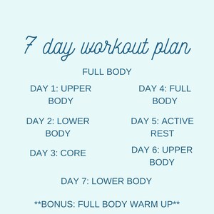 7 Day Full Body Workout - Etsy