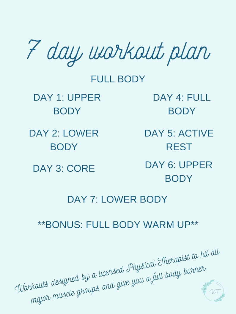 7 Day Full Body Workout - Etsy