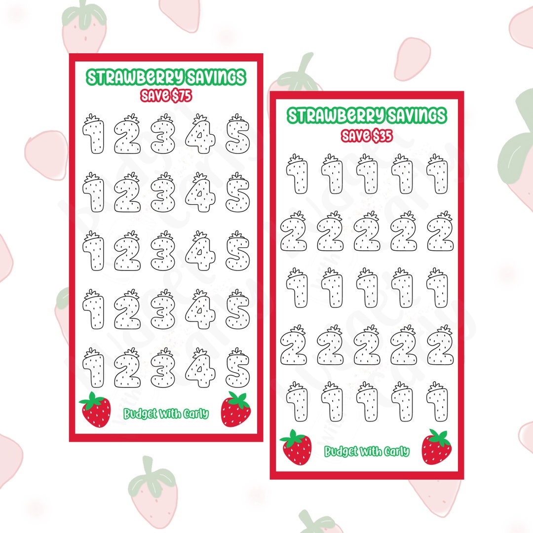 A6 Strawberry Savings Challenge Printable: Cash Stuffing Tracker ...