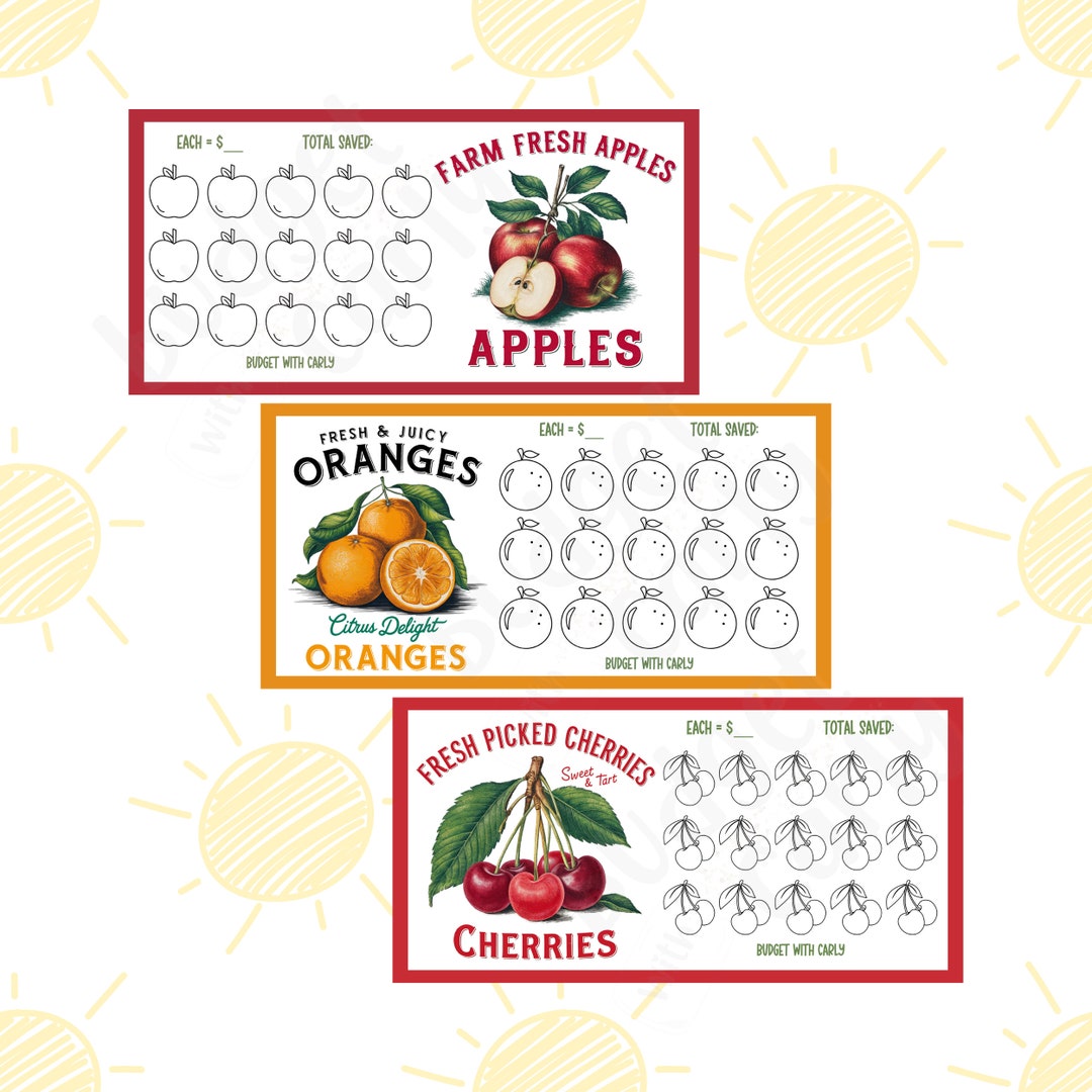 Fruit Savings Challenge Printable: A6 Cash Stuffing Tracker (digital ...