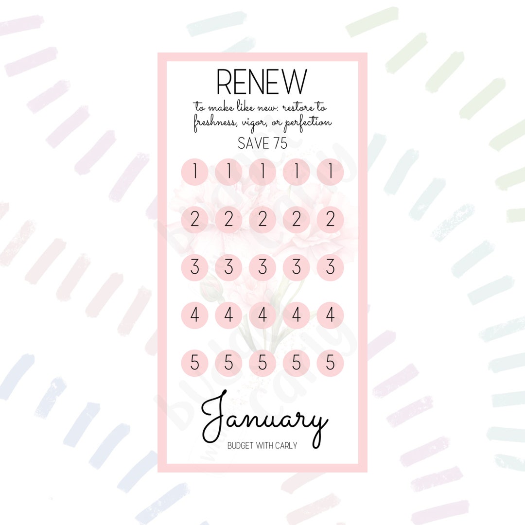 January Savings Challenge Printable for Cash Stuffing | A6 Savings ...