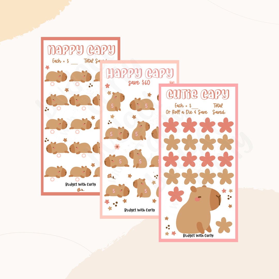 Capybara Savings Challenge Printable for Cash Stuffing | A6 Savings ...