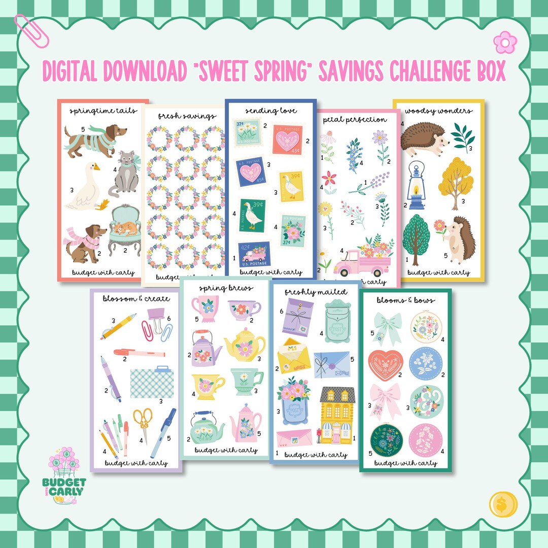 Spring Savings Challenge Box Printable: A6 Cash Stuffing (digital ...