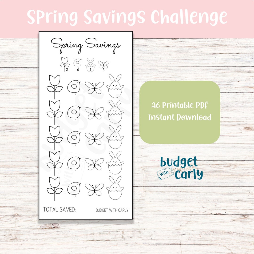 Spring Savings Challenge Printable for Cash Stuffing | A6 Savings ...