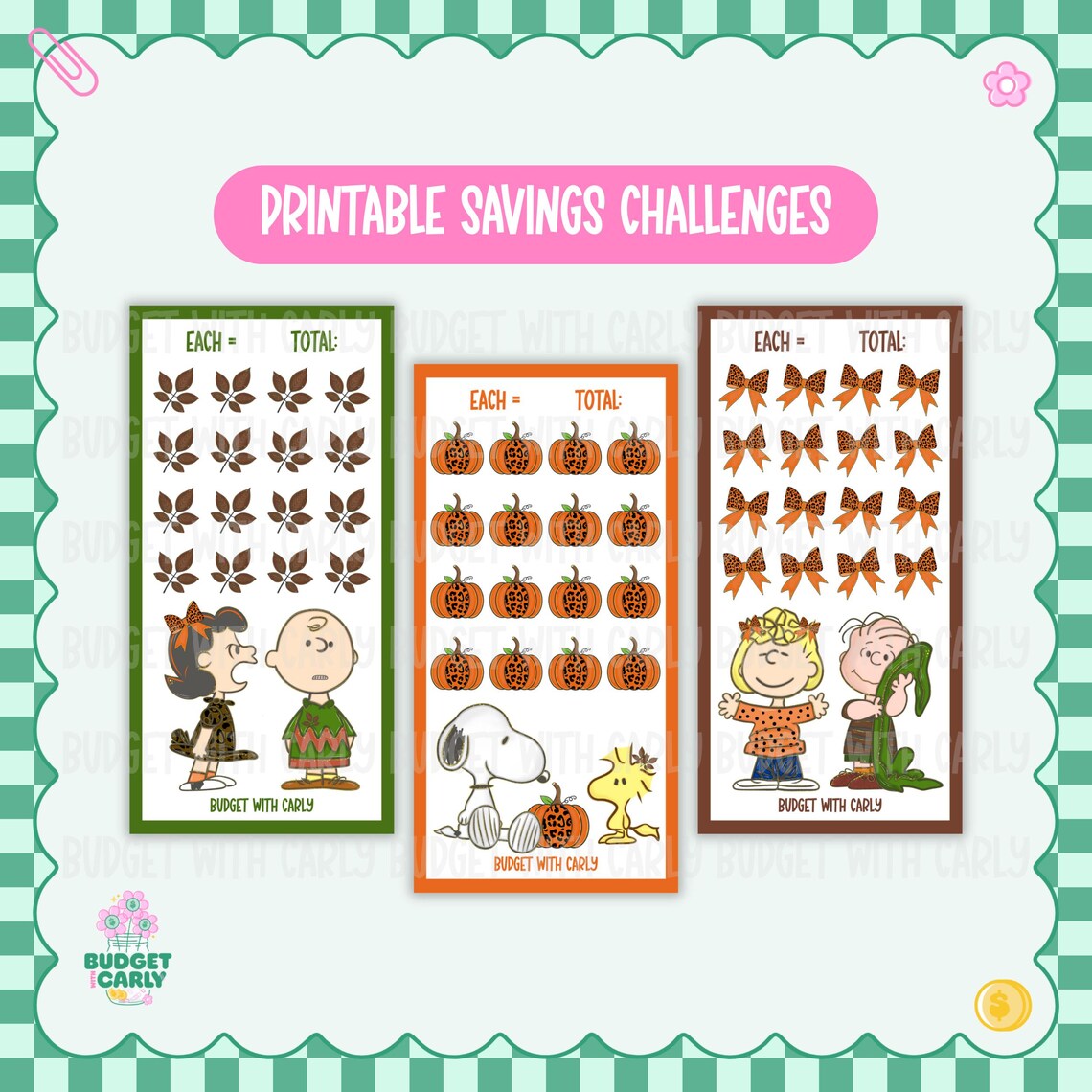 Fall Mini Savings Challenges Printable: A6 Cash Stuffing Budget Tracker ...