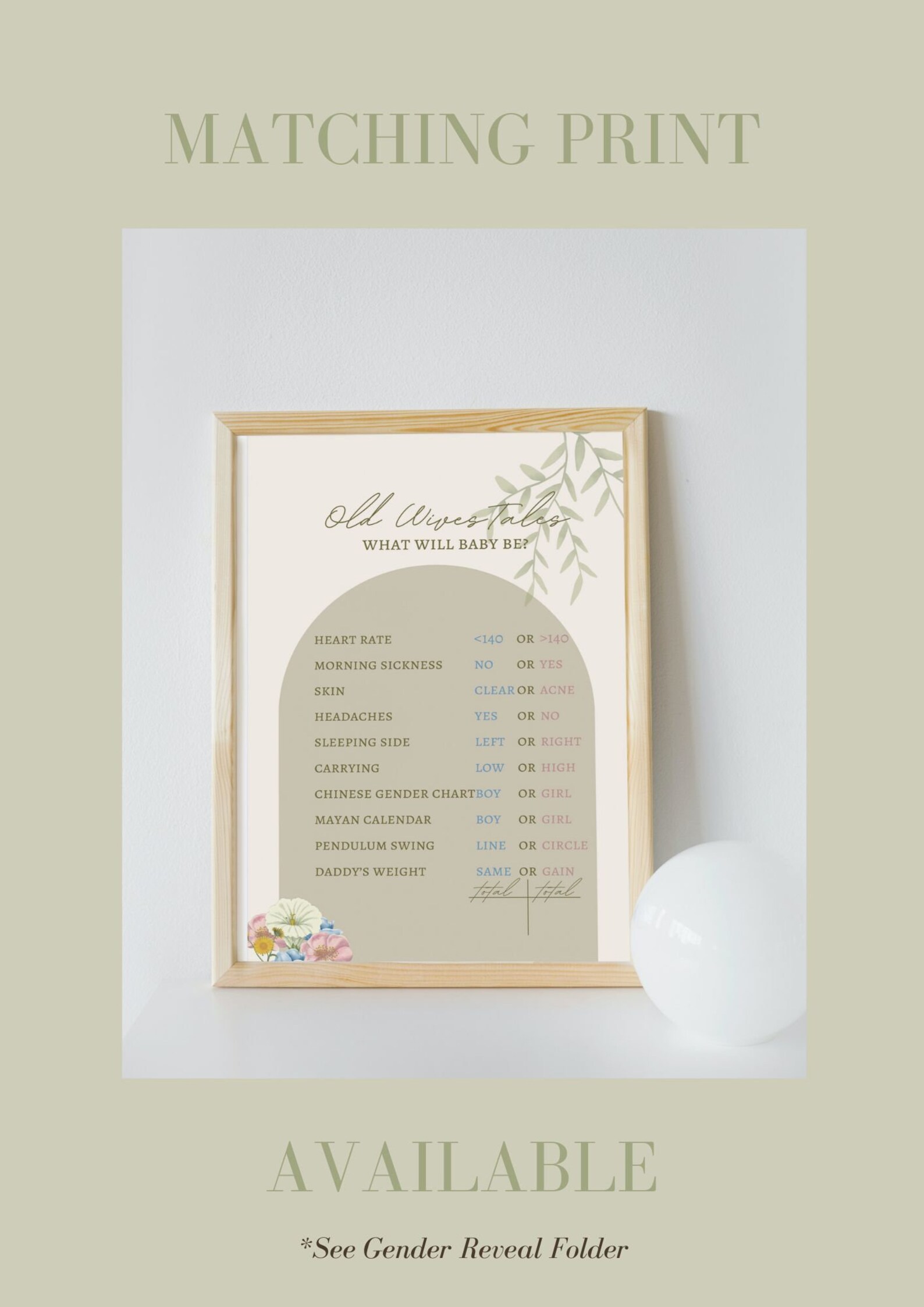 Printable Gender Reveal He or She Tally He or She Sign for - Etsy