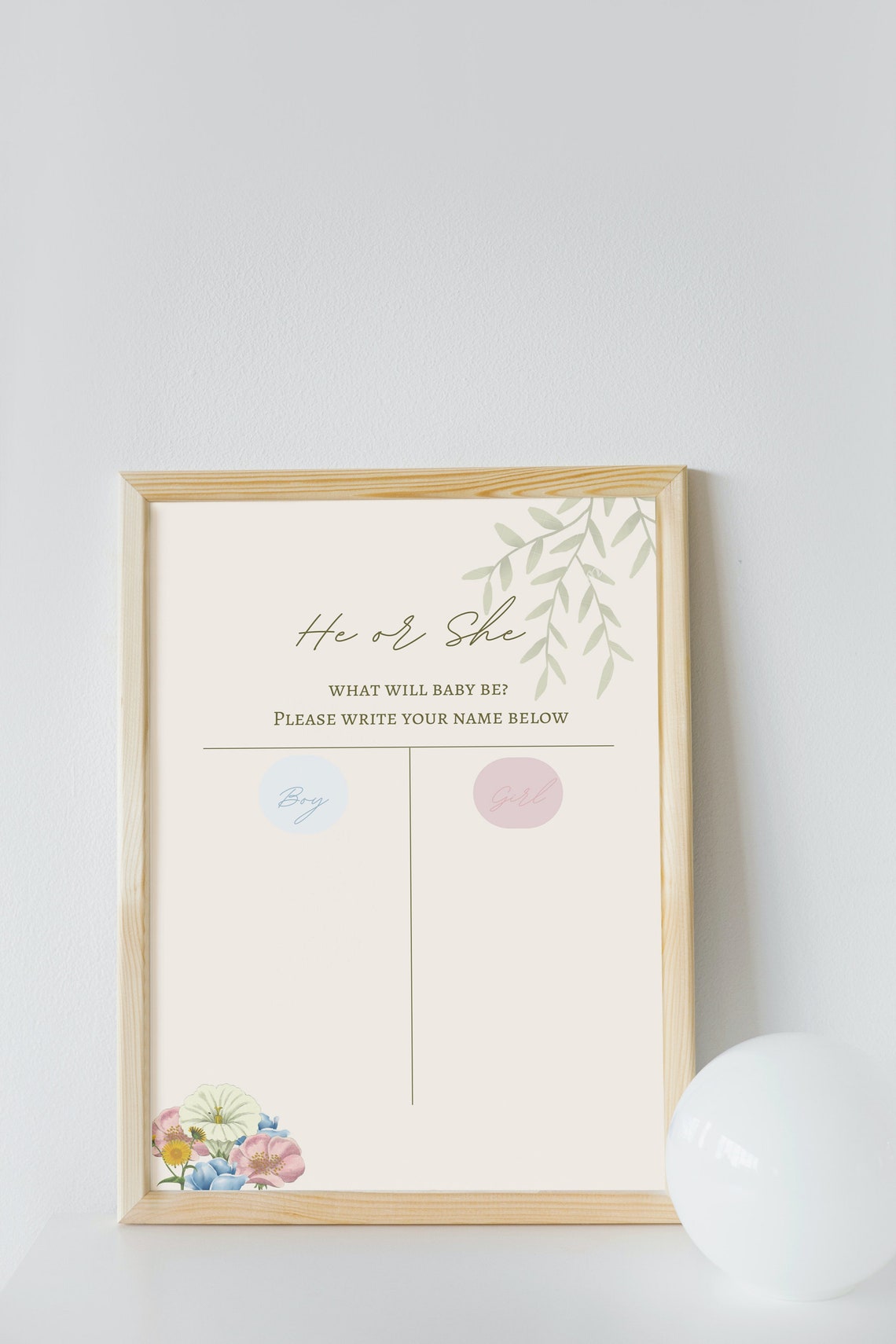 Printable Gender Reveal He or She Tally He or She Sign for - Etsy