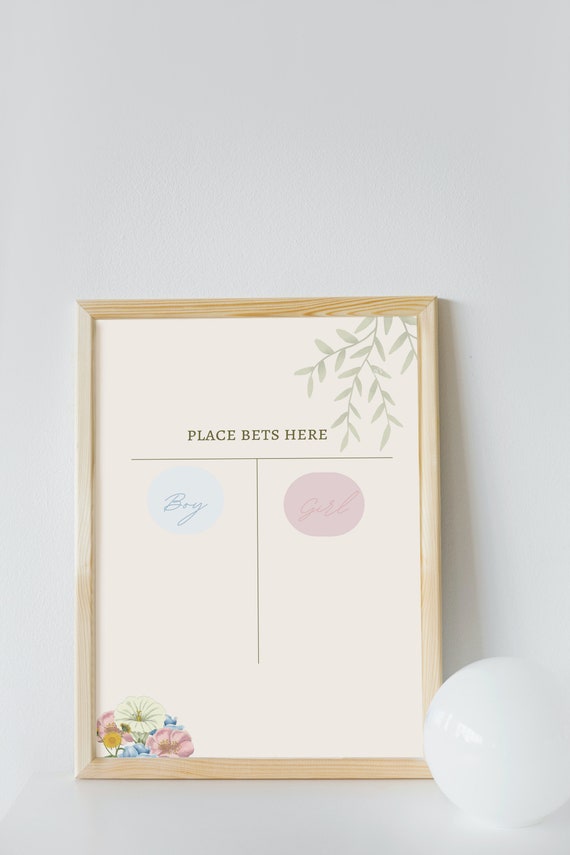 Printable Gender Reveal Bets Print Place Your Bets Sign for - Etsy