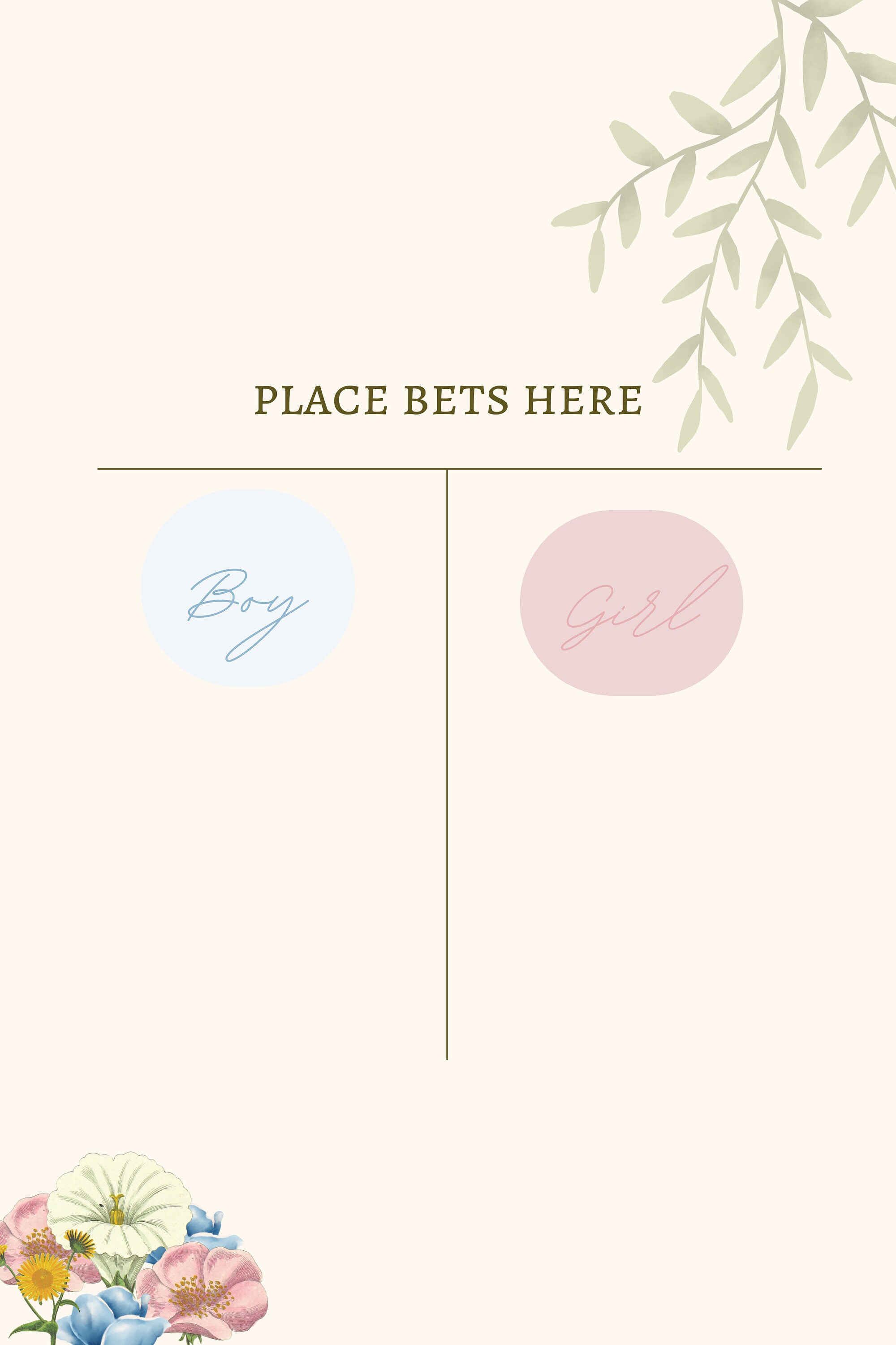 Printable Gender Reveal Bets Print Place Your Bets Sign for - Etsy