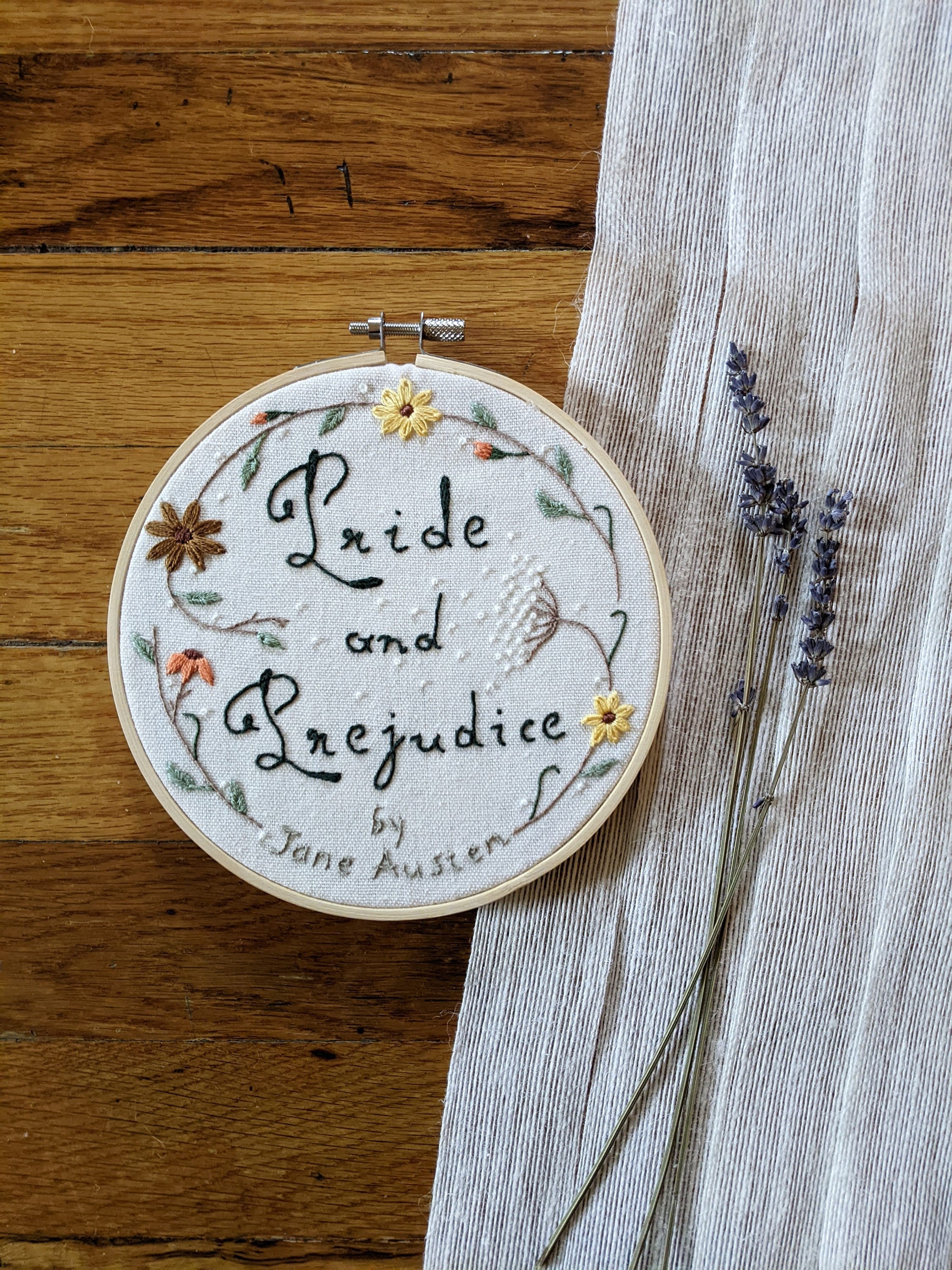 Pride and Prejudice Embroidery // Handmade Classic Literature Floral ...