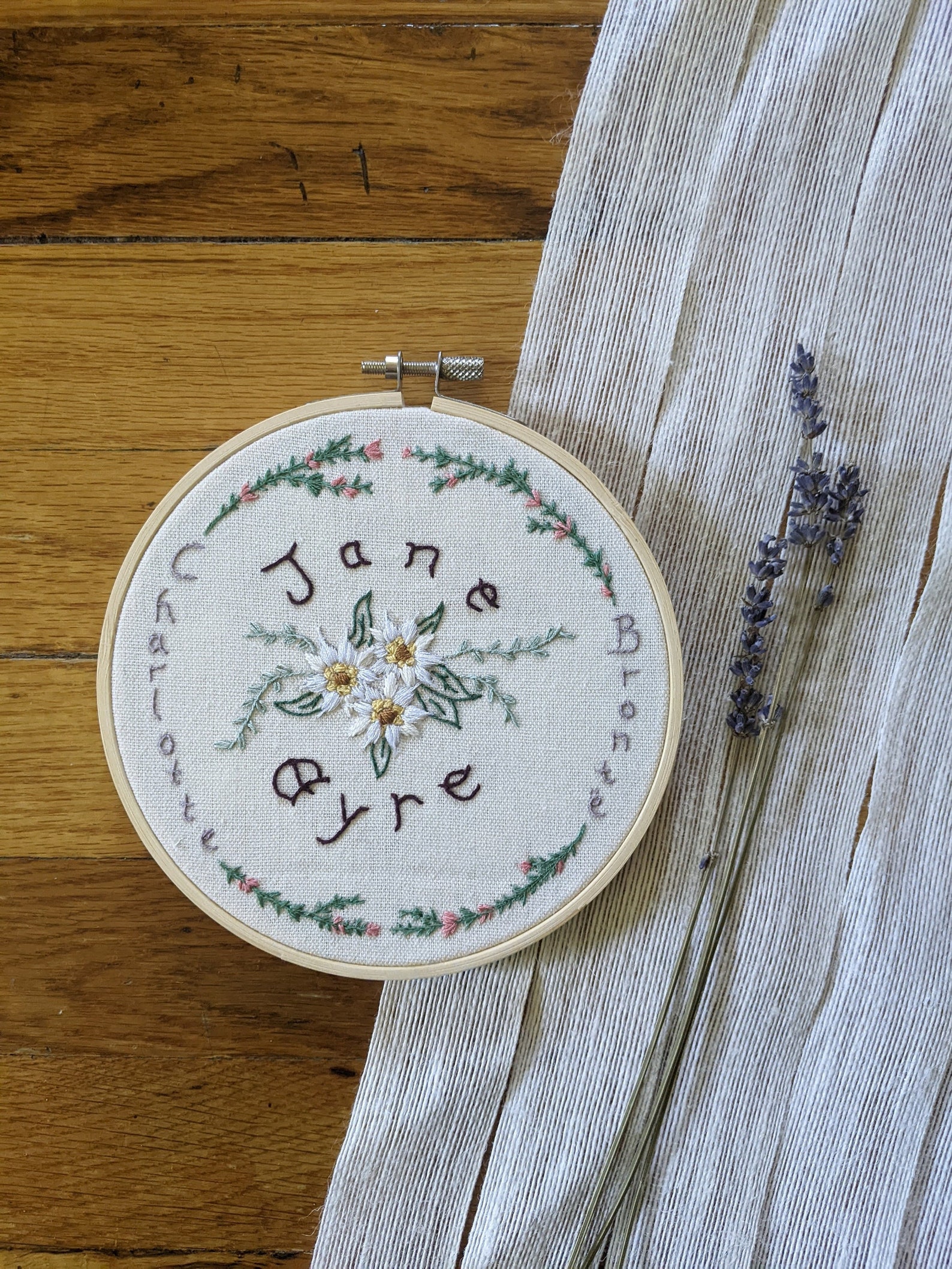 Jane Eyre Embroidery // Handmade Classic Literature Floral Embroidery ...