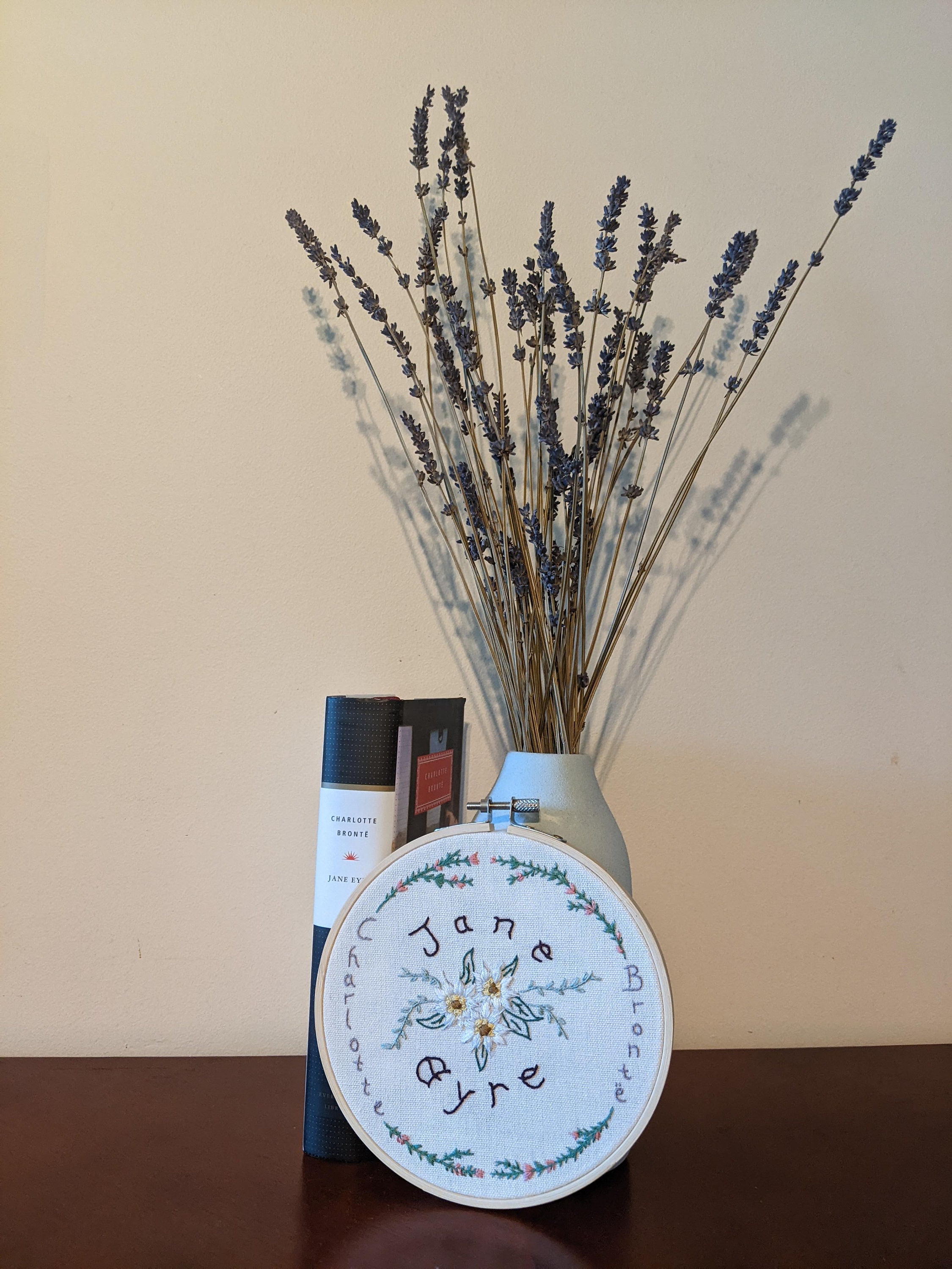 Jane Eyre Embroidery // Handmade Classic Literature Floral Embroidery ...