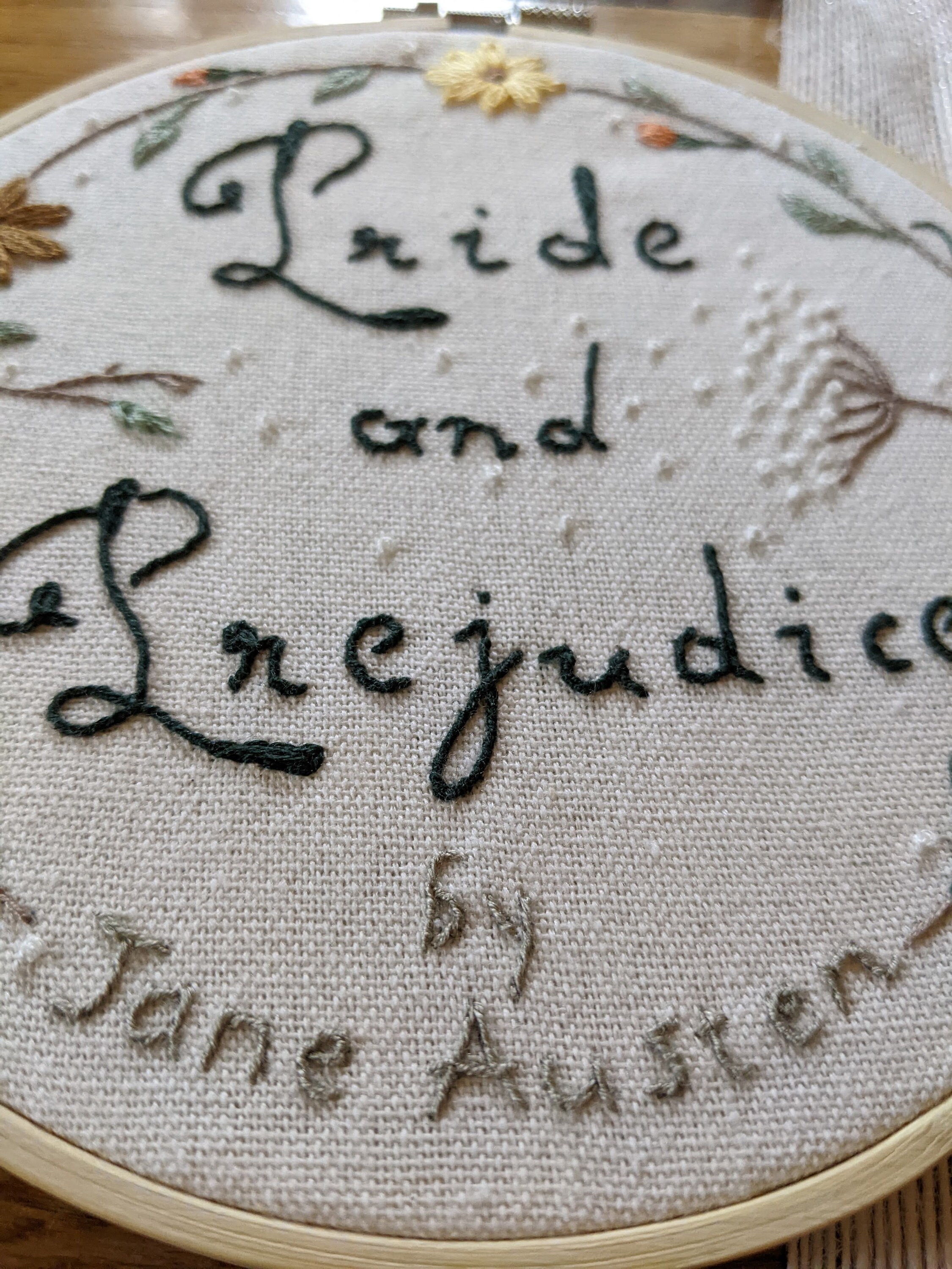 Pride and Prejudice Embroidery // Handmade Classic Literature Floral ...
