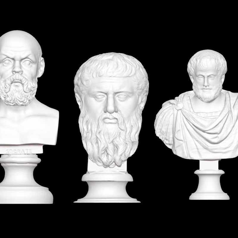 Bustos de sócrates, aristóteles y platón, estatuas de filósofos griegos ...