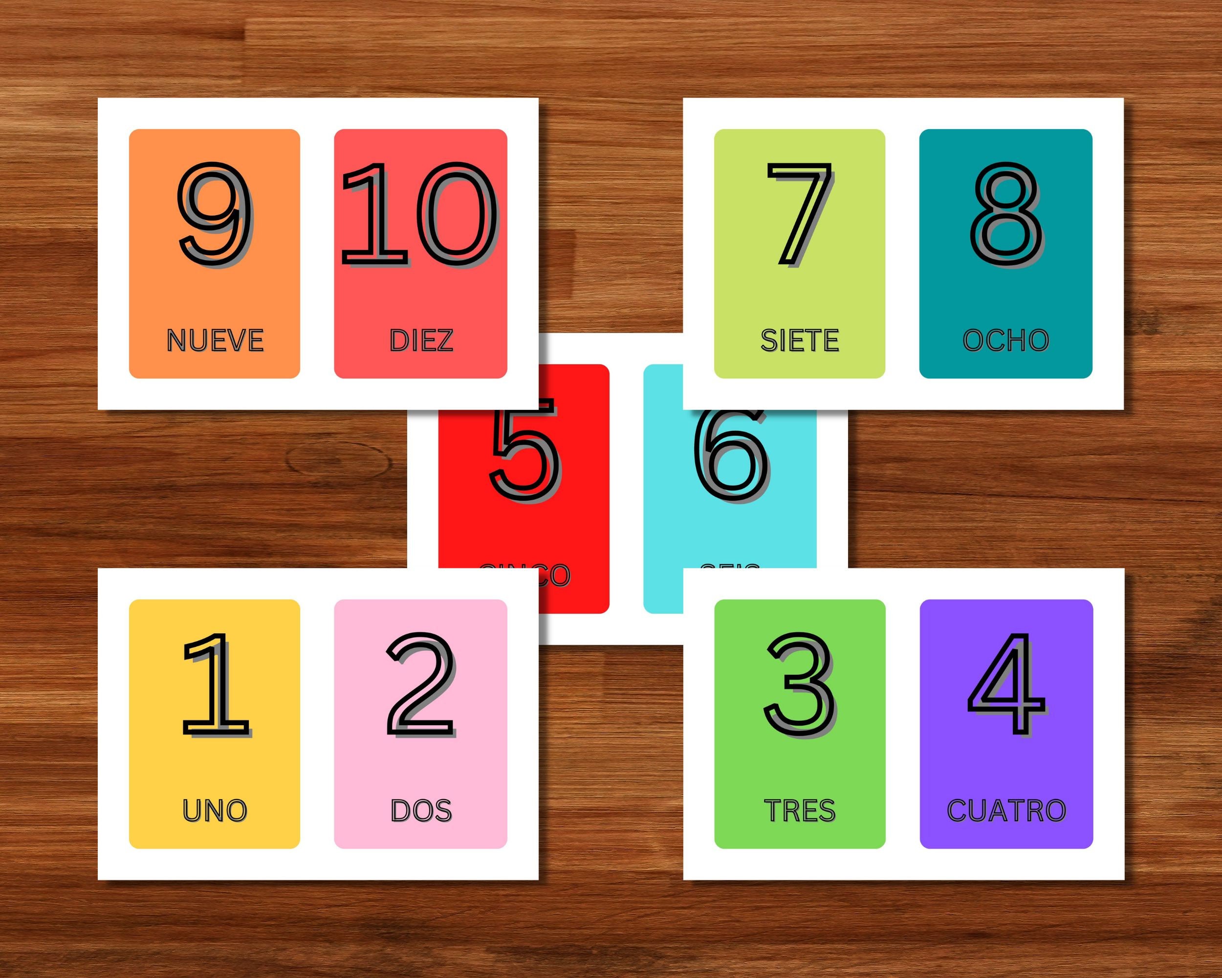 Spanish Childrens Flash Cards, Numbers, 1 - 10 Counting Cards, Promotes ...