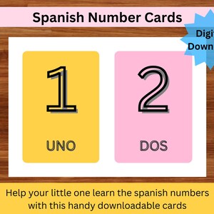 Spanish Childrens Flash Cards, Numbers, 1 - 10 Counting Cards, Promotes ...
