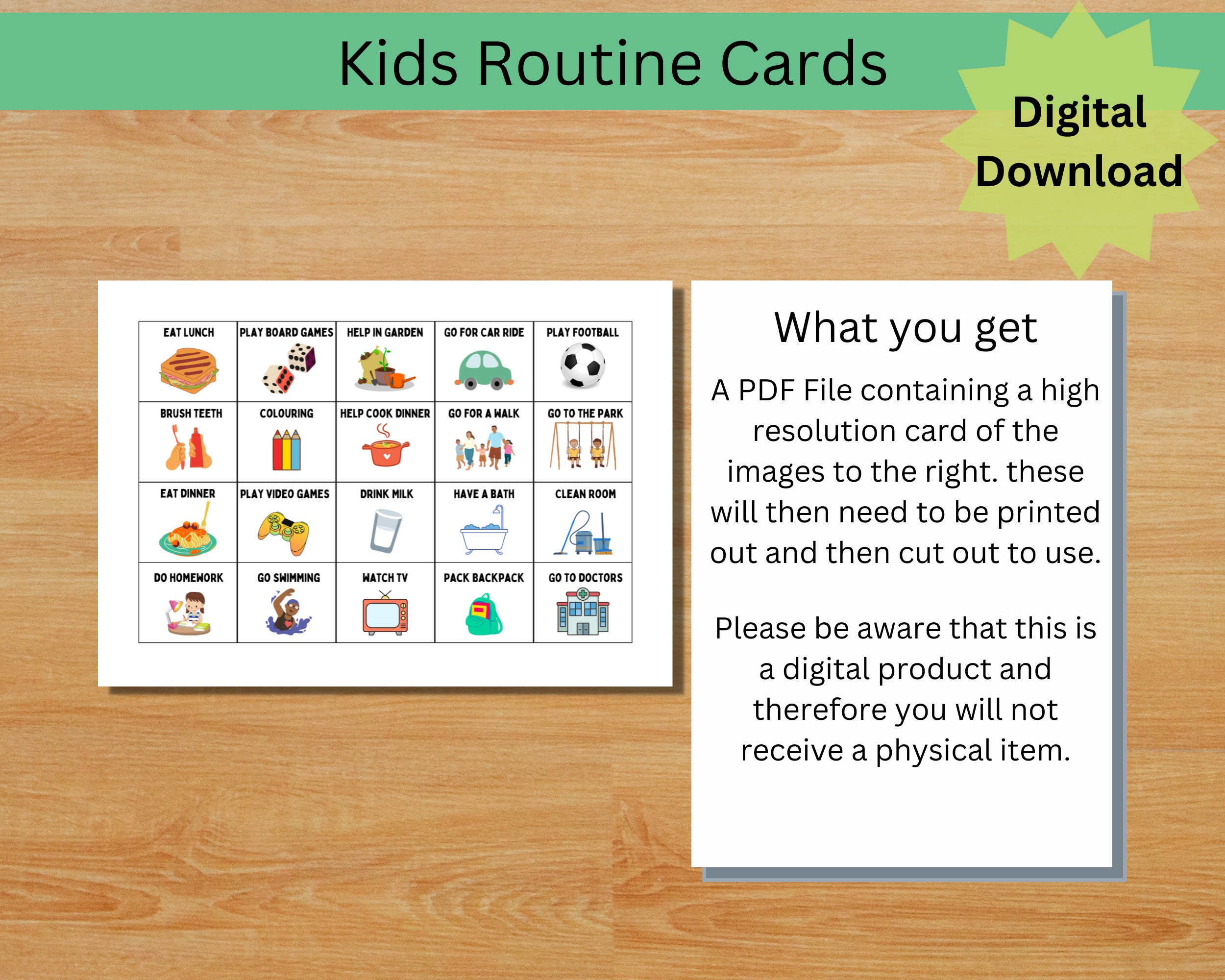 Kids Routine Cards, Children's Bundle, Daily Rhythm, Visual Schedule ...