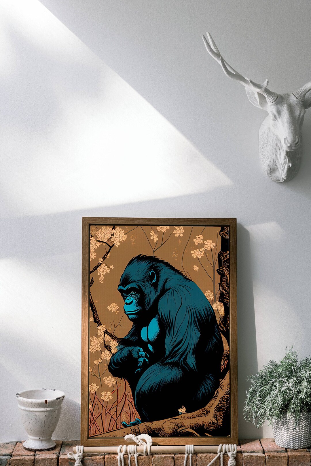 Ukiyo-e Gorilla Print, Gorilla Wall Art, Gorilla Poster, Animal Wall ...