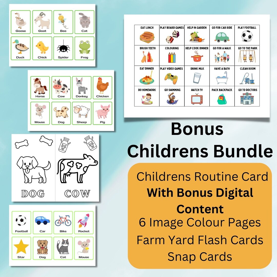 Kids Routine Cards, Children's Bundle, Daily Rhythm, Visual Schedule ...